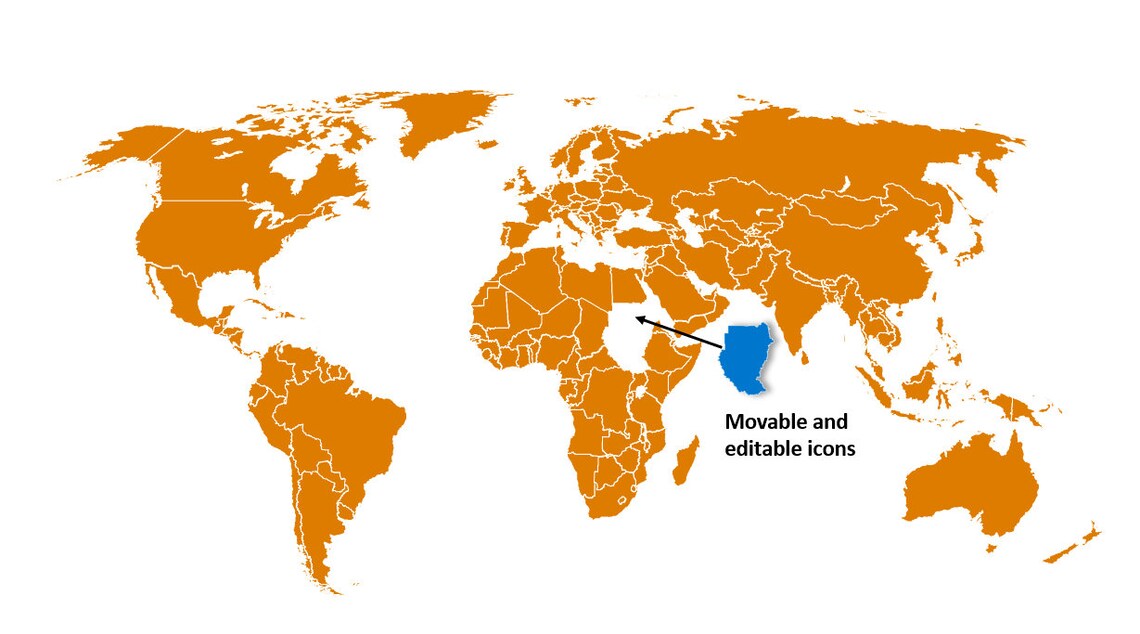 World Map Editable Icons Template - Etsy