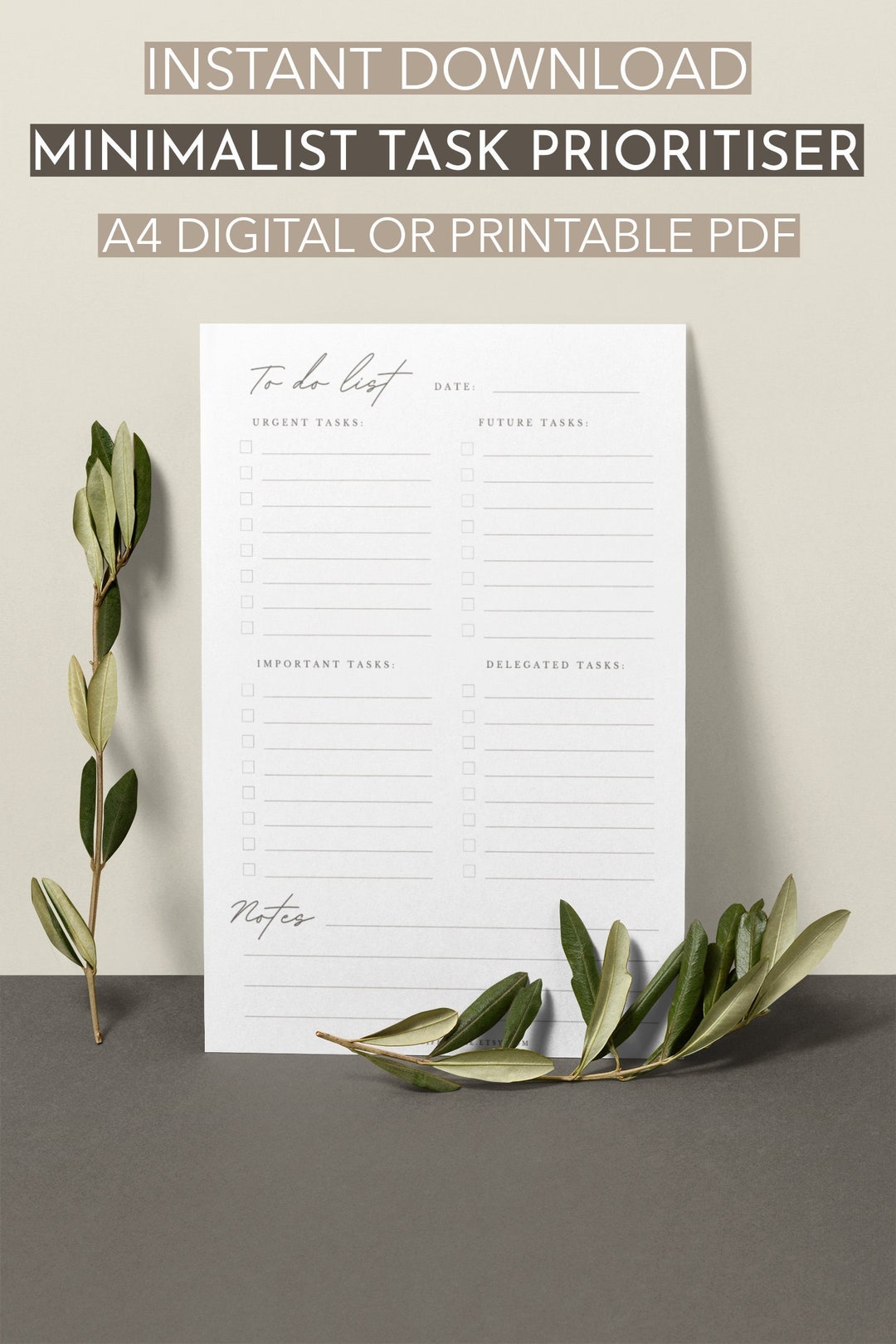 Minimalist Task Prioritiser Planner | Instant Download | Digital and ...