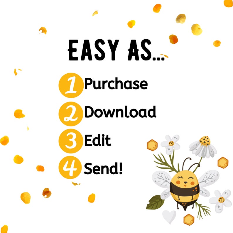 Editable Digital First Beeday Cute Birthday Invitation - Etsy