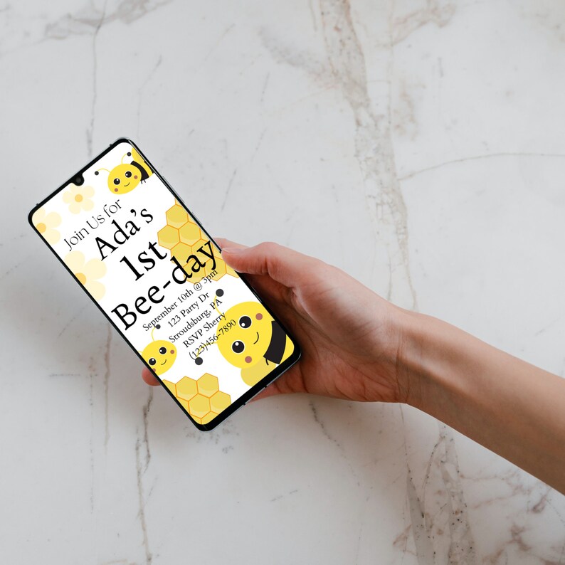 Editable Digital First Beeday Cute Birthday Invitation - Etsy