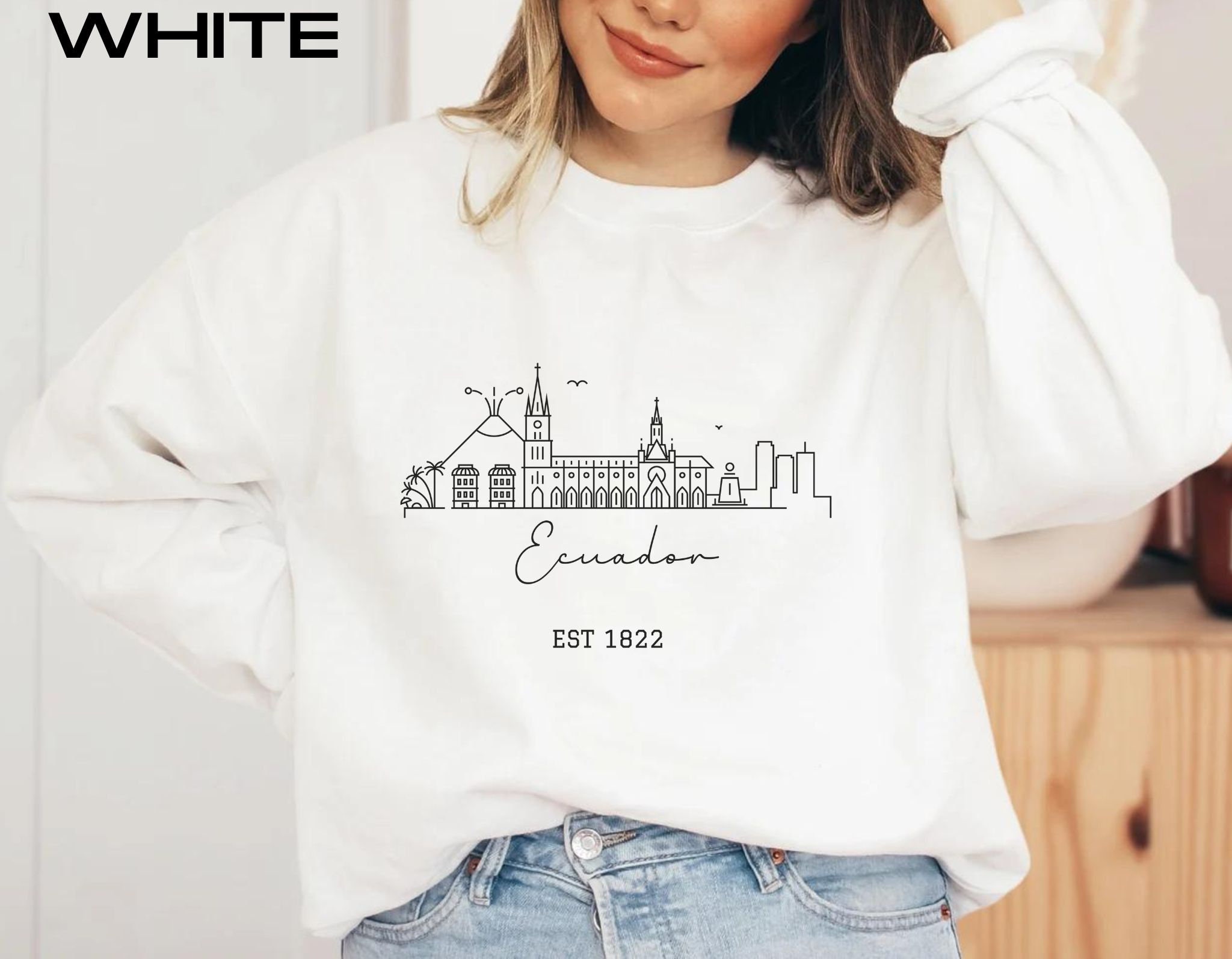 Ecuador Sweatshirt, Ecuador Pullover, City Skyline Sweater, Women ...