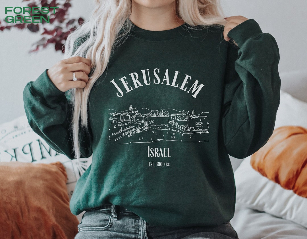 Jerusalem Skyline Sweatshirt, Israel Souvenir Pullover, Unisex Sweater ...