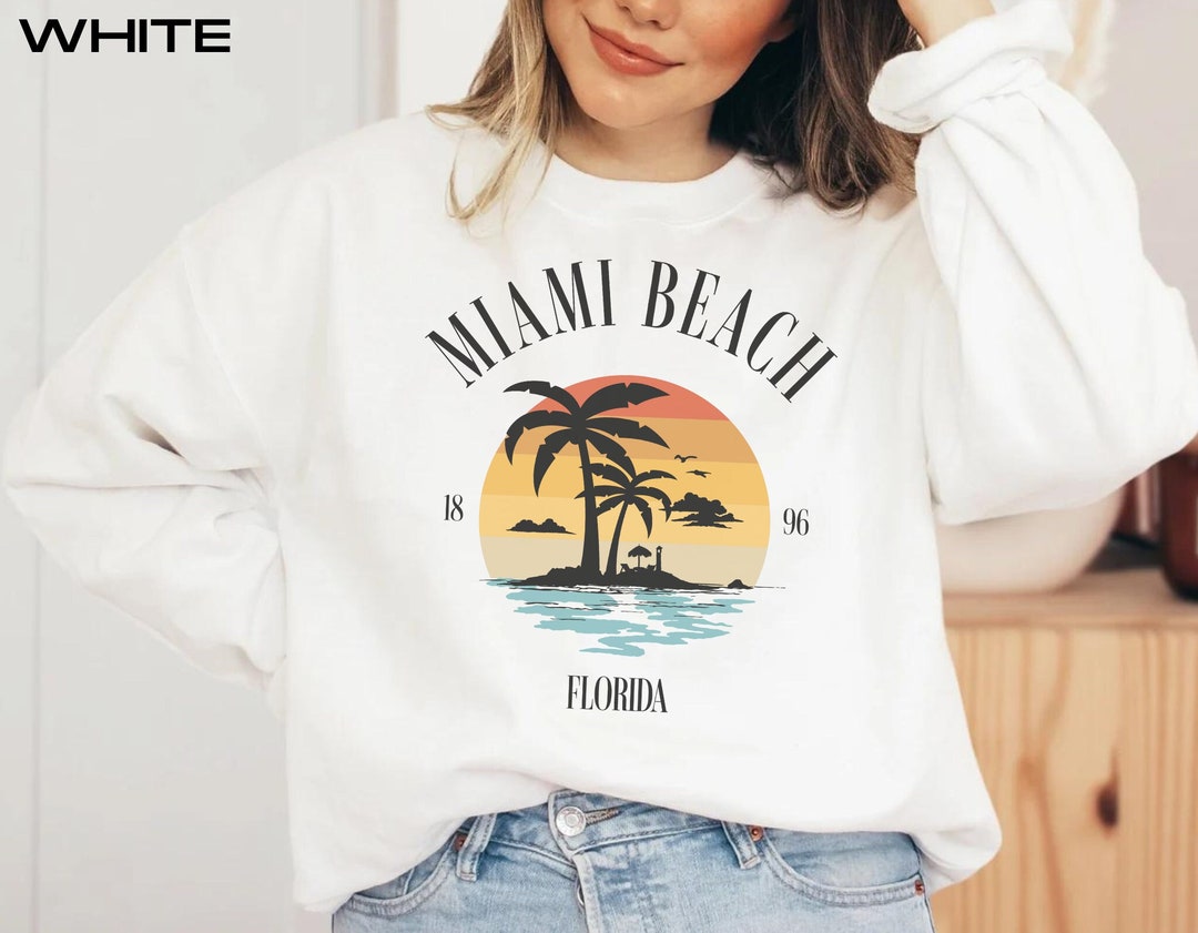 Miami Beach Sunset Sweater, Florida Pullover, Island Resort Sweatshirt ...
