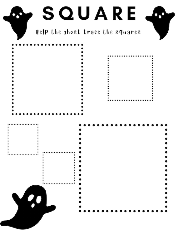 Ghost Tracing Squares Worksheet - Etsy