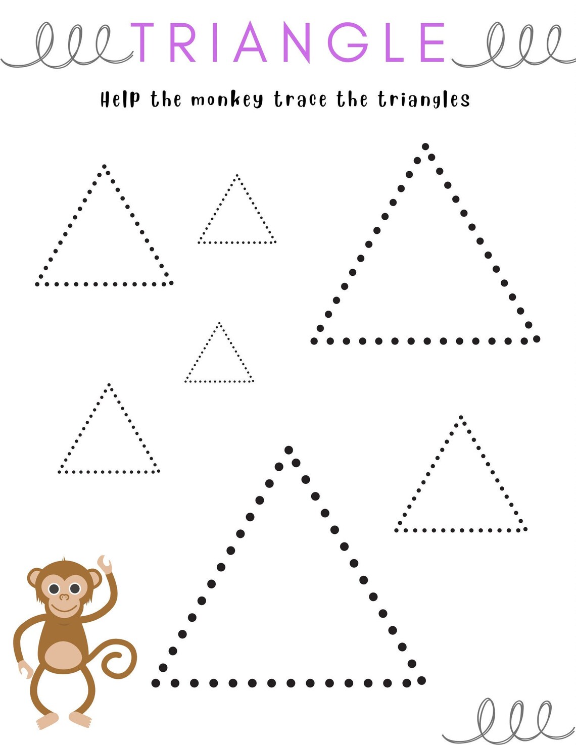 Trace the Triangles Worksheet - Etsy