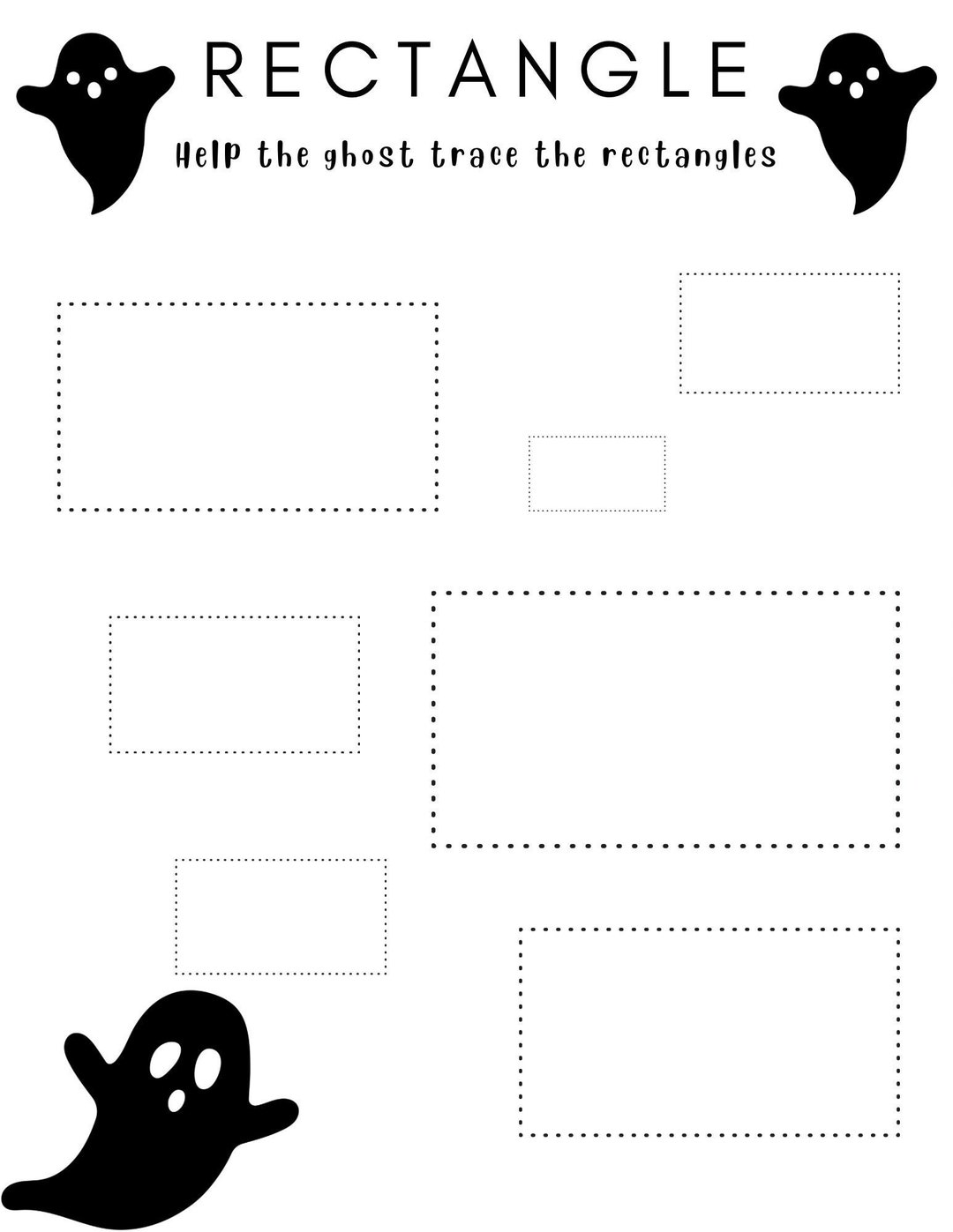 Ghost Tracing Rectangles Worksheet - Etsy
