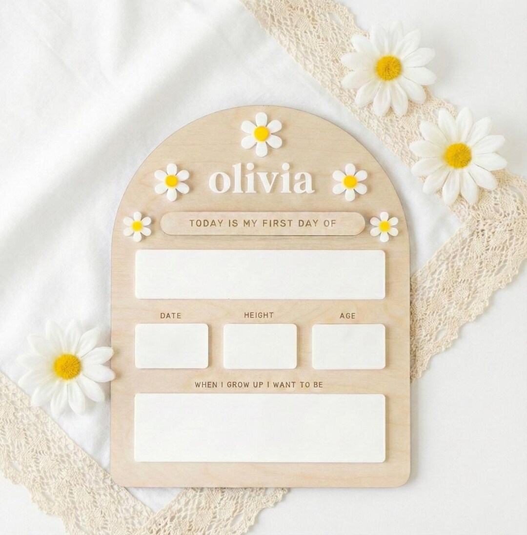 Personalized Daisy Themed Back to School Sign, First and Last Day of ...
