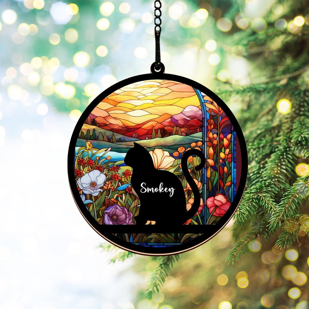 Personalized Cats Memorial Suncatcher, Suncatcher Cat Hangins Window ...