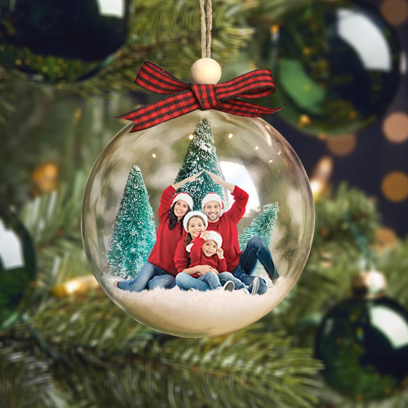Custom Family Photo Snow Globe Ornament: 3D Christmas Tree Keepsake - Etsy