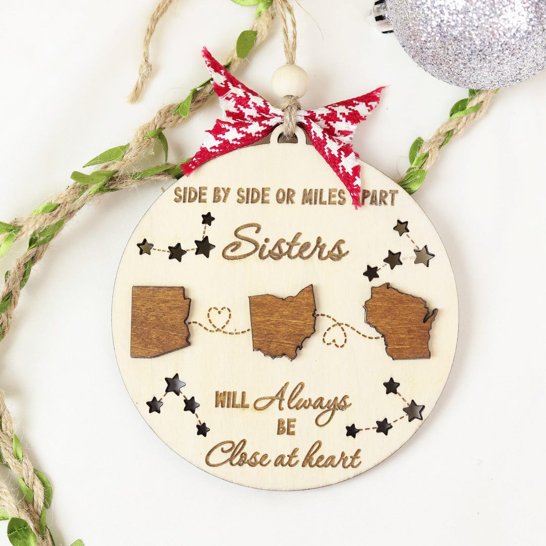 Personalized Sisters States Christmas Ornament: Long Distance Gift - Etsy
