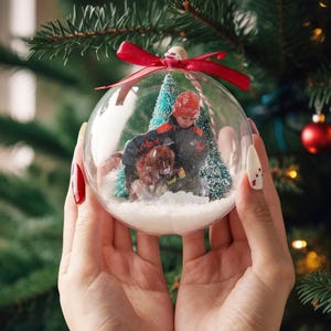 Custom Family Photo Snow Globe Ornament: 3D Christmas Tree Keepsake - Etsy