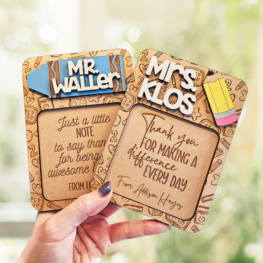 Personalized Post It Note Holder, Custom School Teacher Gift, Teacher ...