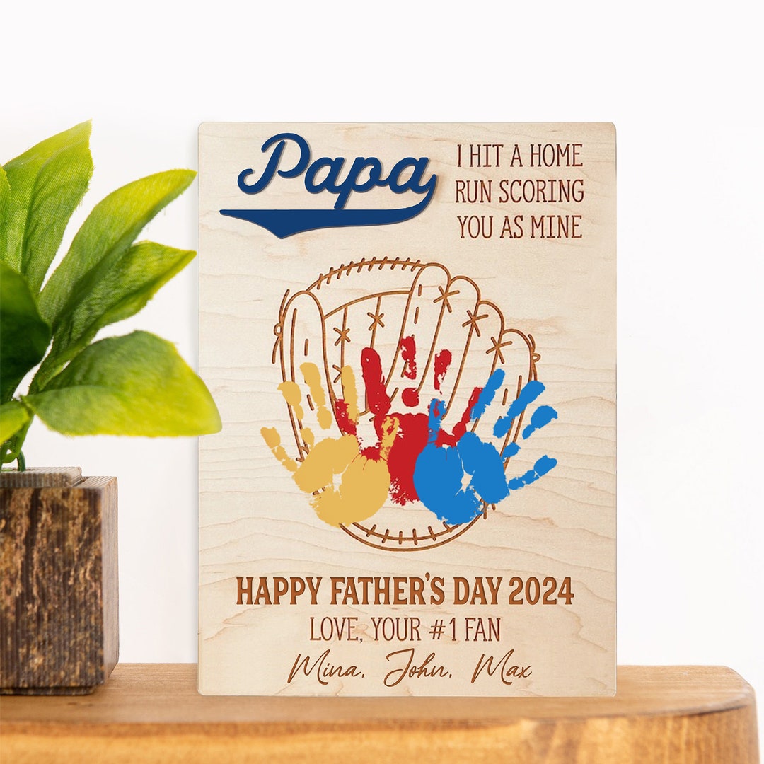 I Hit A Home Dad Handprint Sign, Baseball Handprint, Fathers Day ...