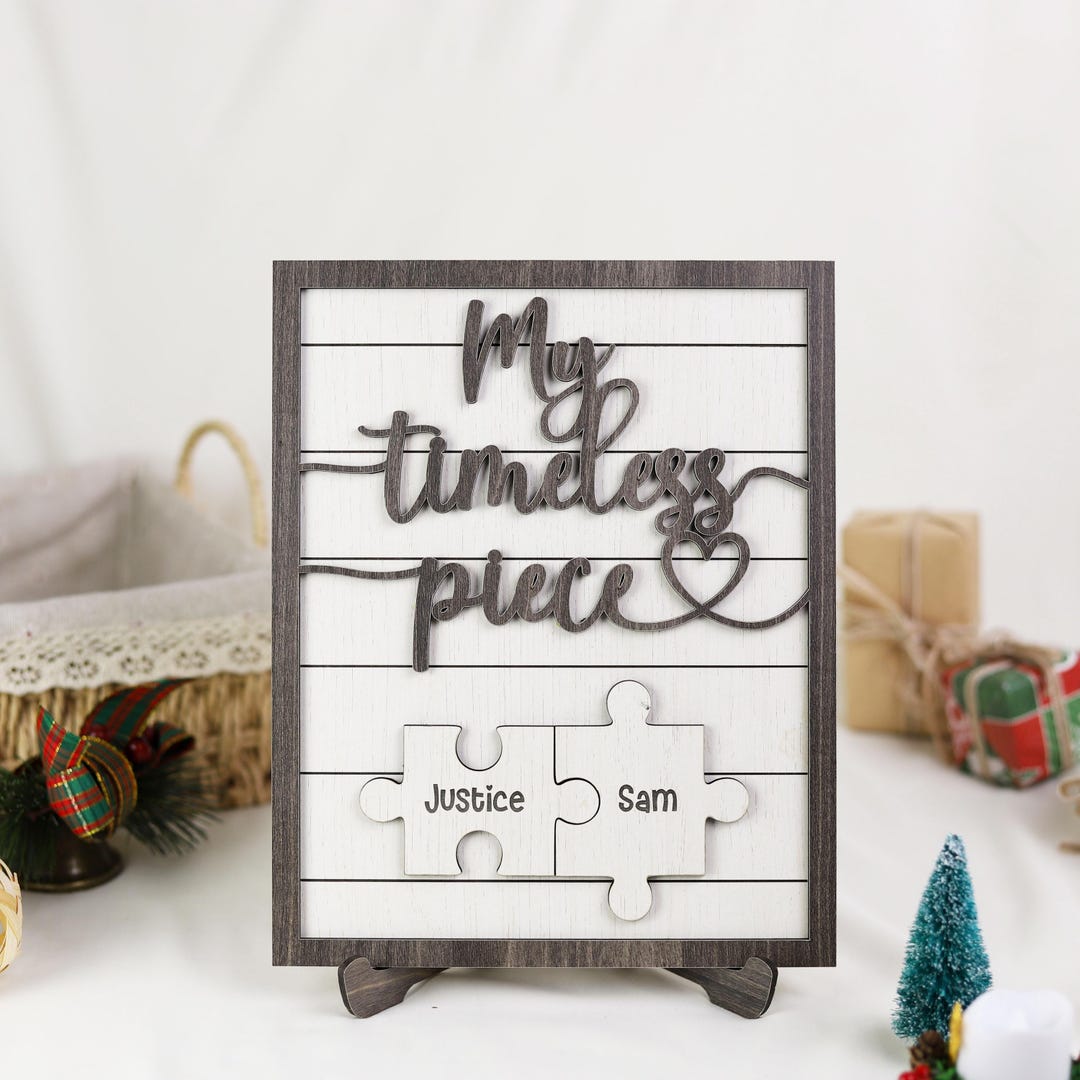 Personalized Couple Puzzle Piece Wooden Sign: Anniversary Gift - Etsy