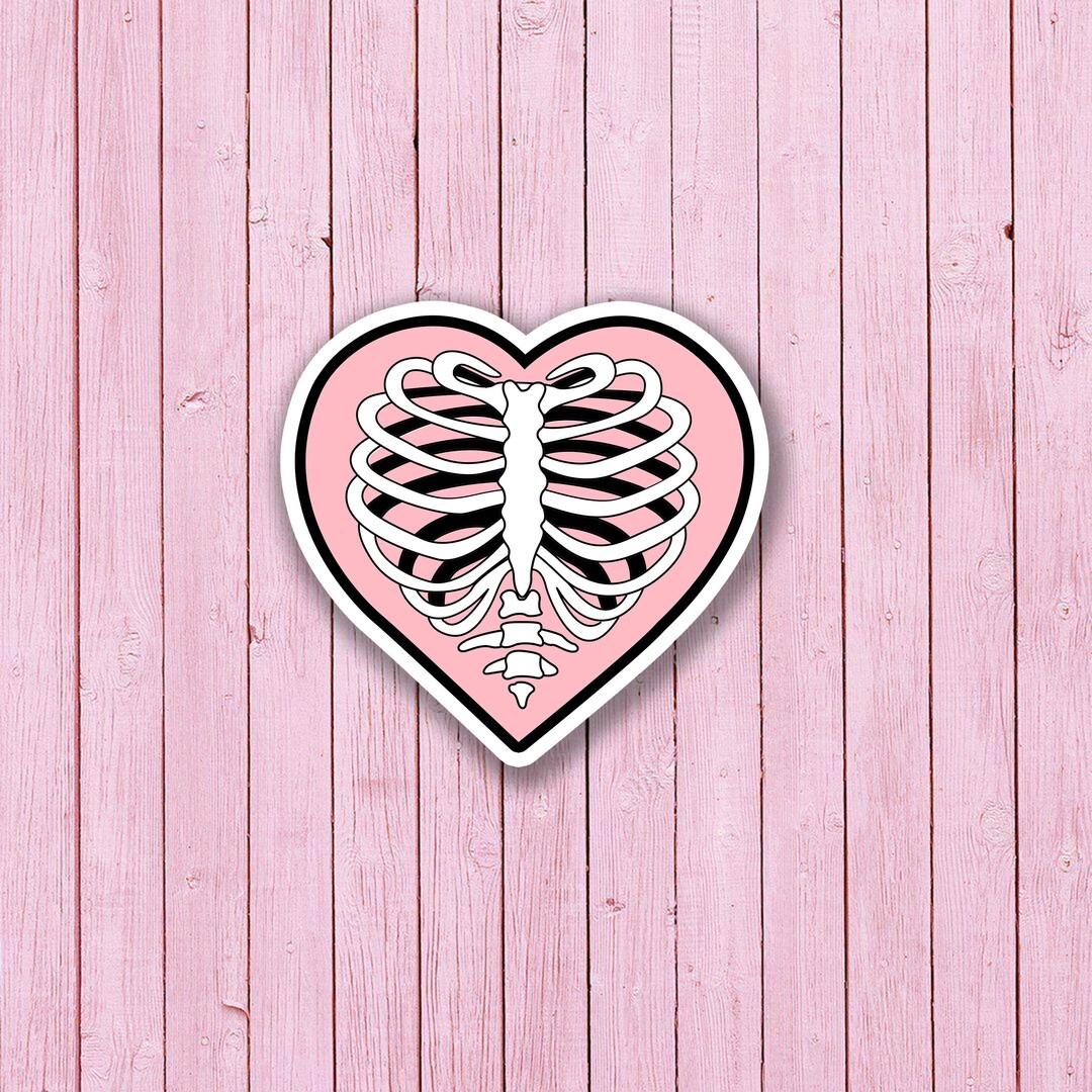 Skeleton Heart Sticker Cool Rib Cage Stickers Laptop Stickers - Etsy