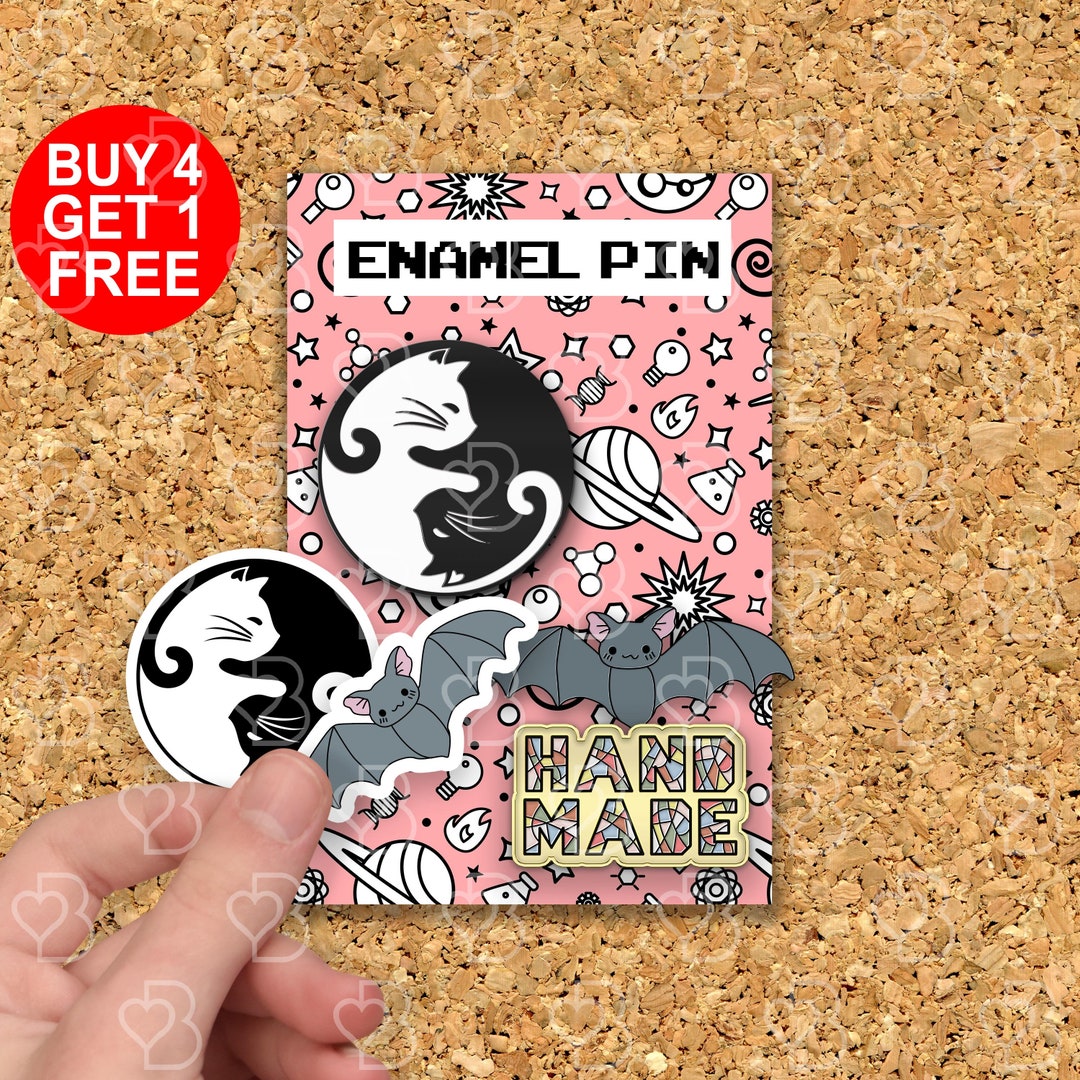 Yin Yang Cat Lapel Pin Cat Person Gifts Enamel Pins Funny Backpack Pins ...