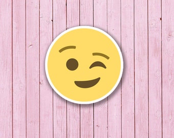 Emoji Wink Sticker - Etsy