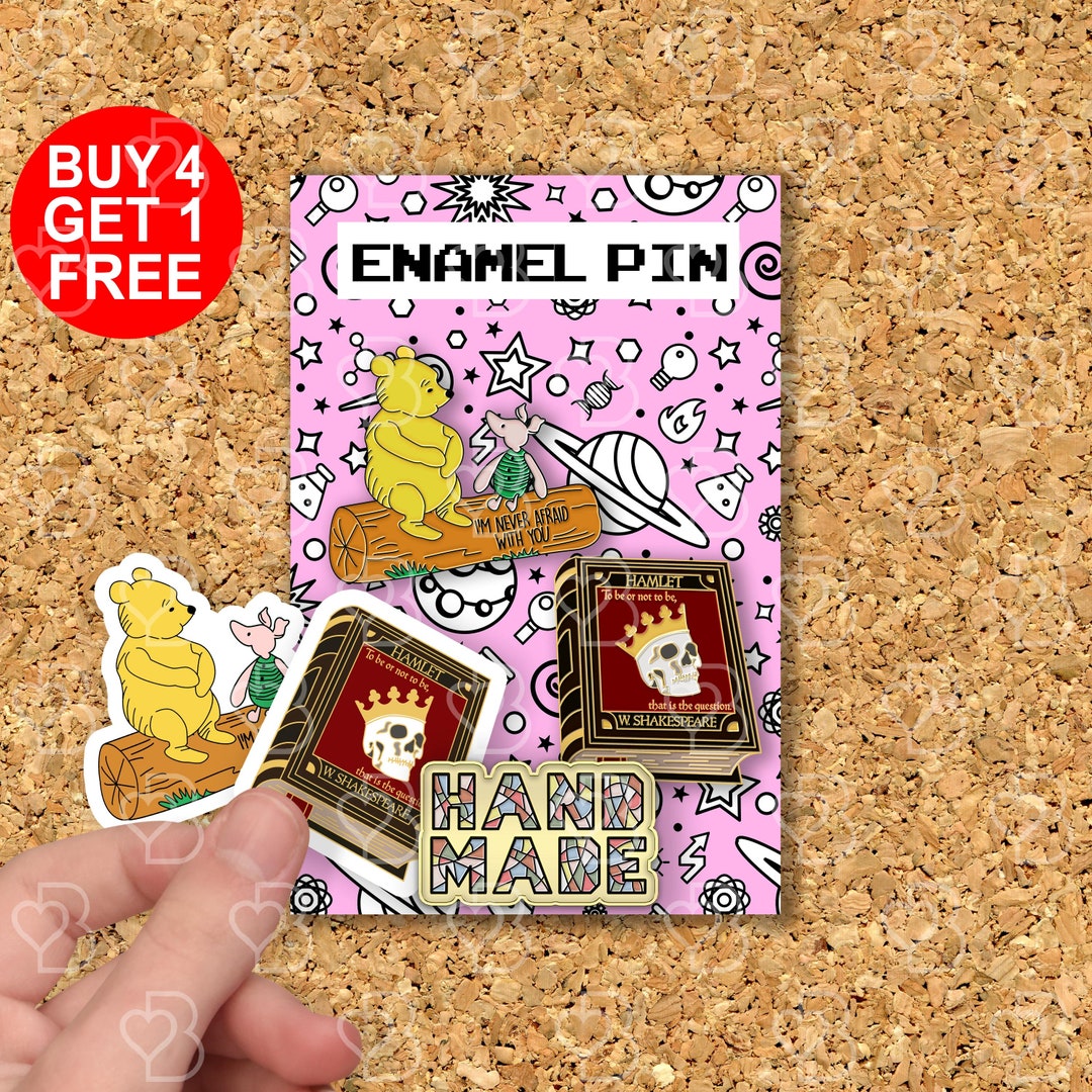 Classic Pooh Bear Book Lover Pins Books Lovers Gifts Funny Anime Pins ...