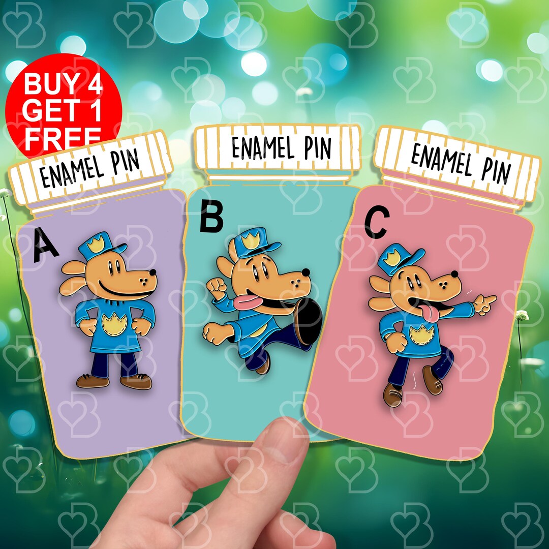 Dog Man Anime Enamel Pin Set Anime Gift Set Animation Pin Kawaii Animal ...