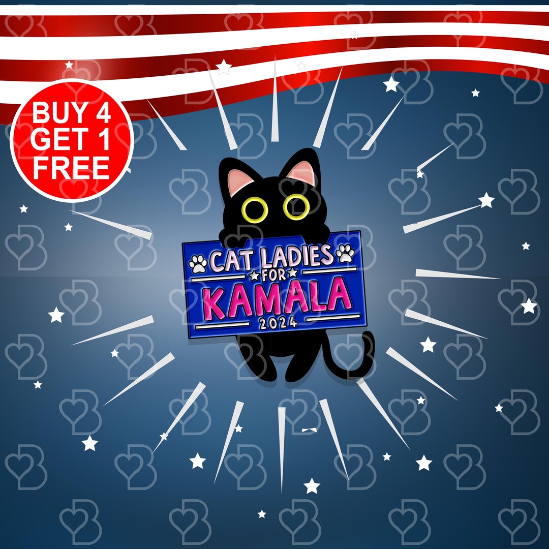 Kamala Harris Childless Cat Lady Pins Enamel Pin Set Kamala Pin Harris ...