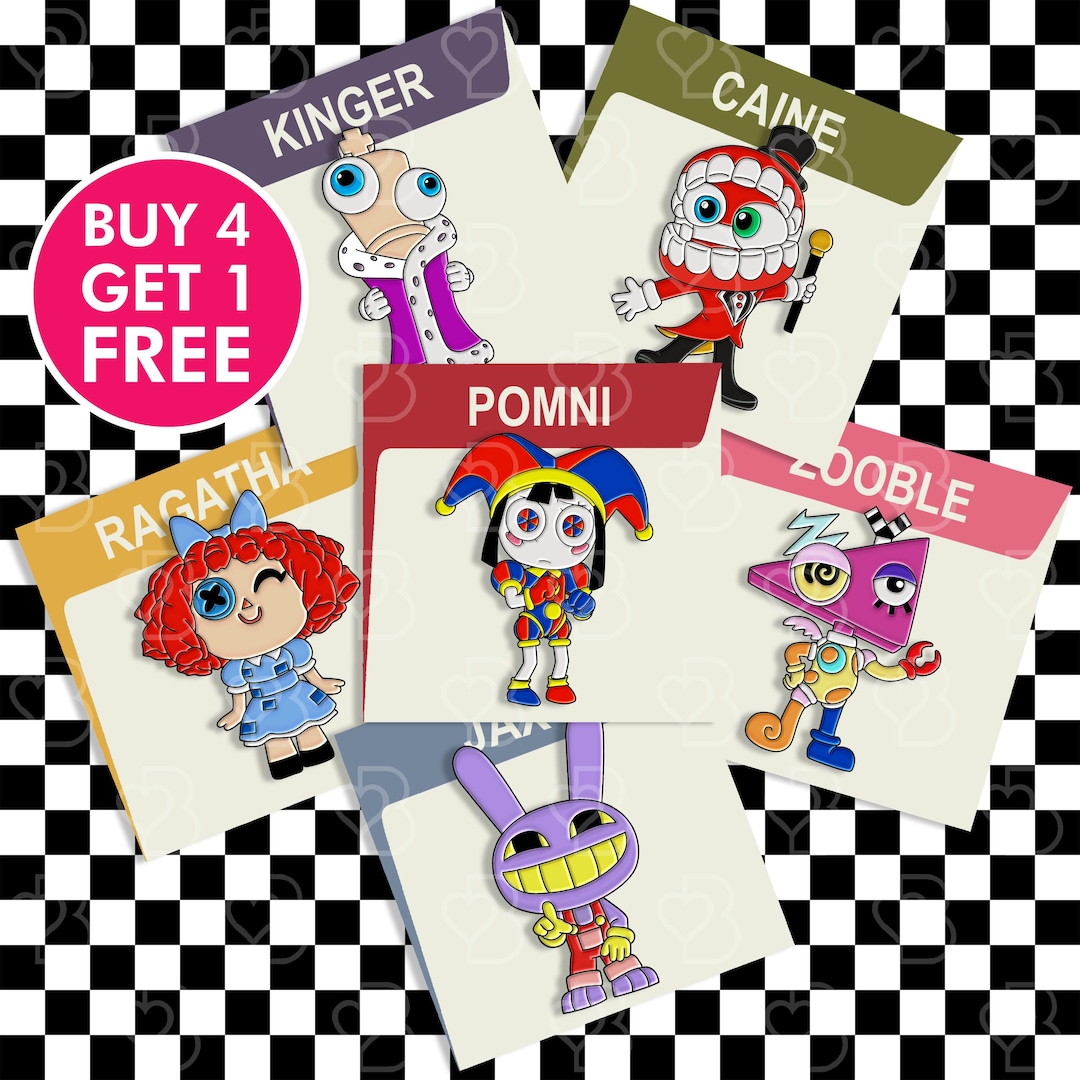Pomni and Caine Enamel Pin Collection in Black Nickel - 6 Designs ...