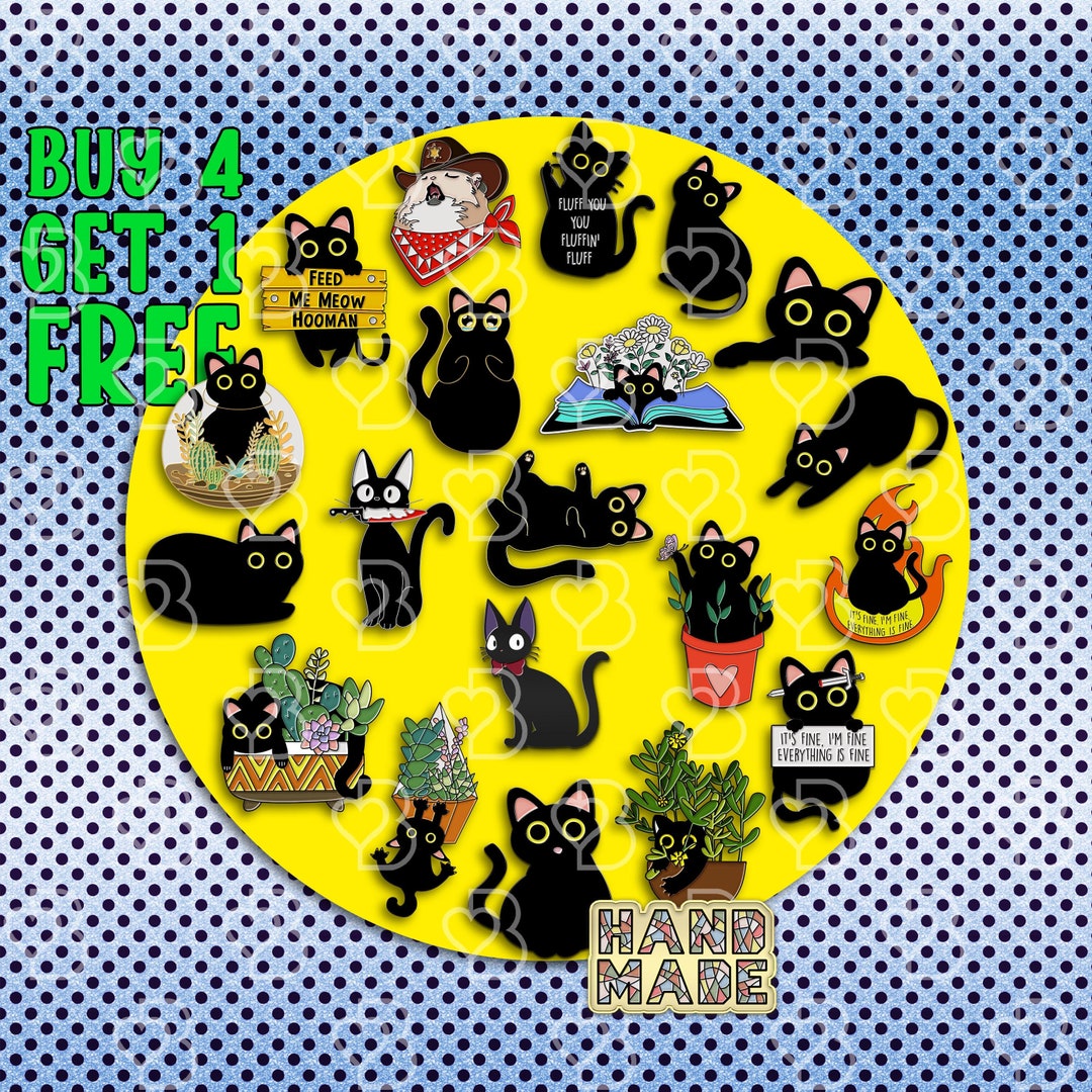Cute Cat Enamel Pins Gift Set Black Cat Enamel Pin Cat Person Gifts ...
