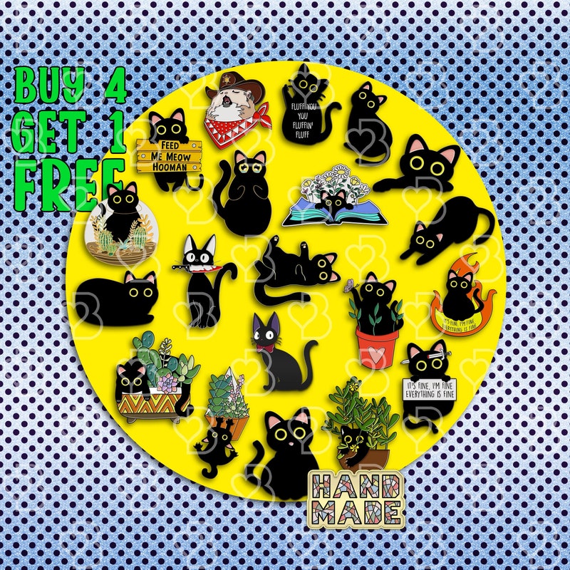 Cat Enamel Pin Badges - Etsy
