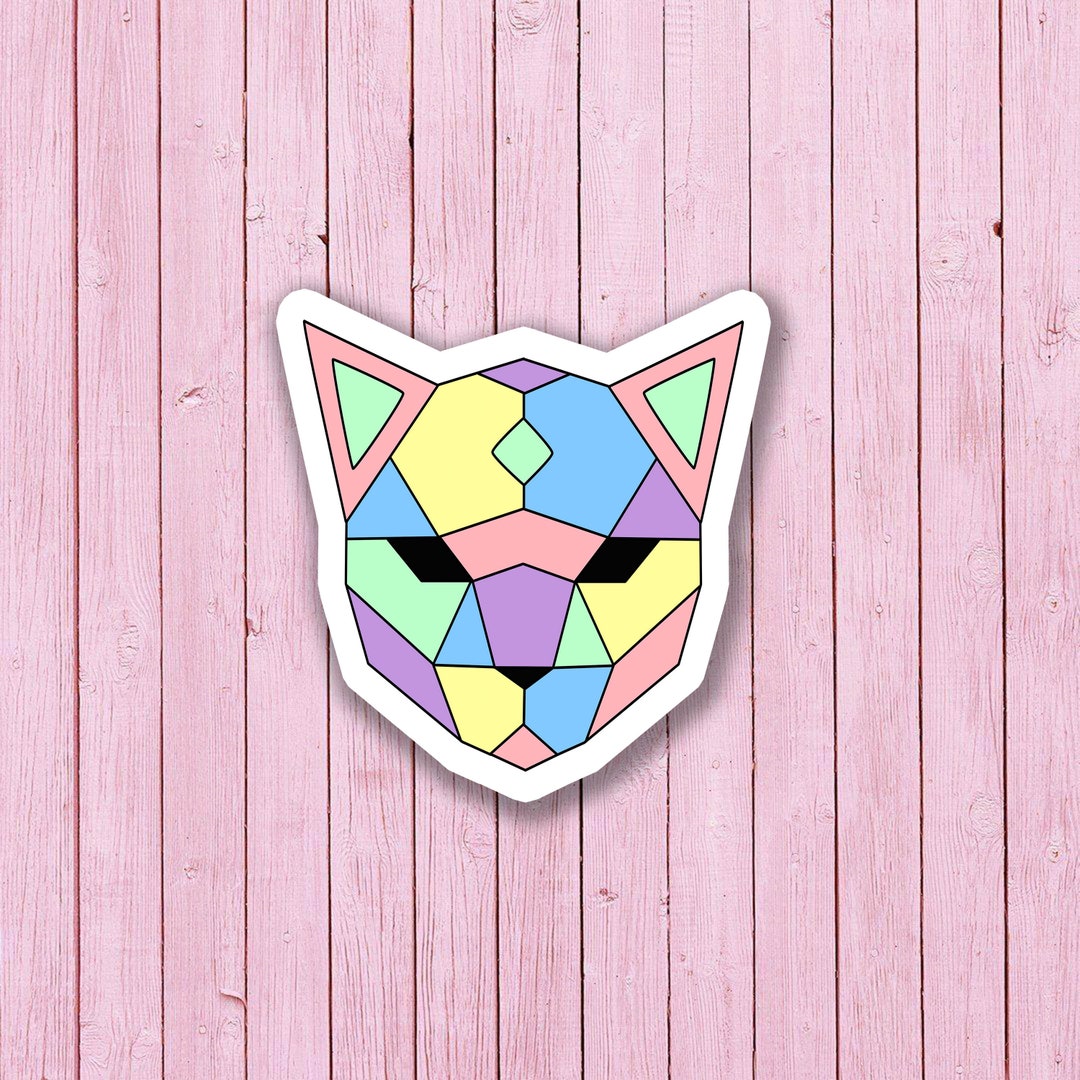 Rainbow Leopard Sticker Polygon Cat Stickers Laptop Stickers Aesthetic ...