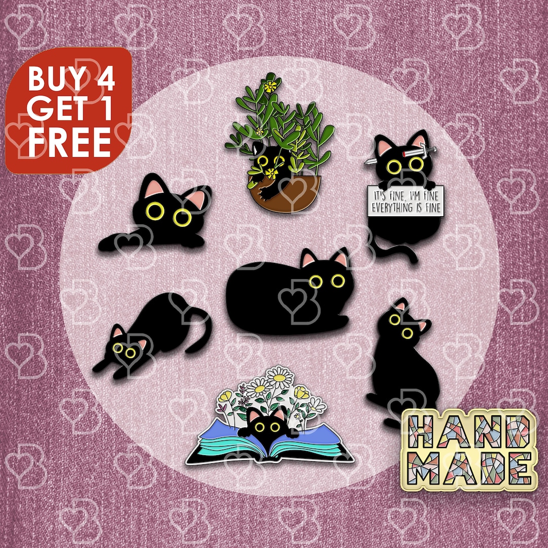 Plant Black Cats Enamel Pin Cat Person Ts Cute Enamel Cat Pins