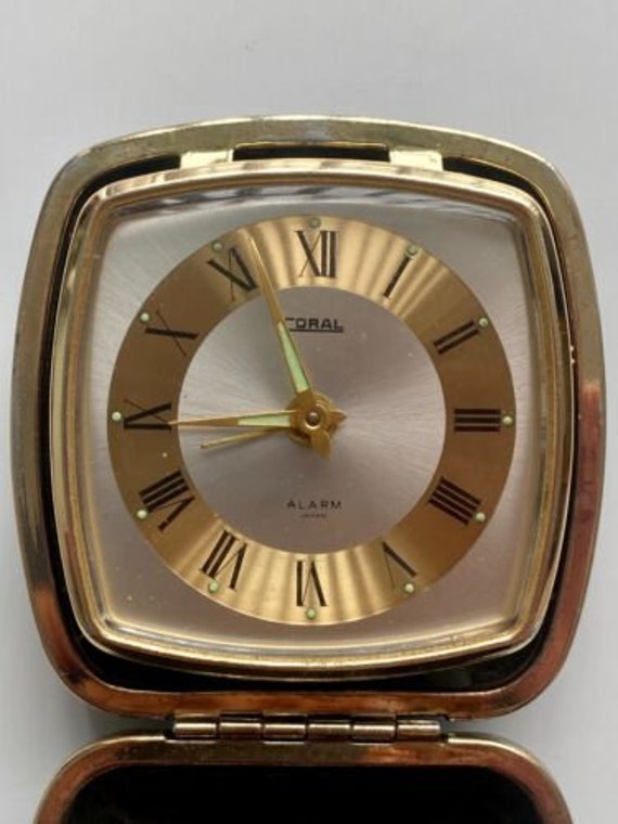 vintage coral travel clock - Gem