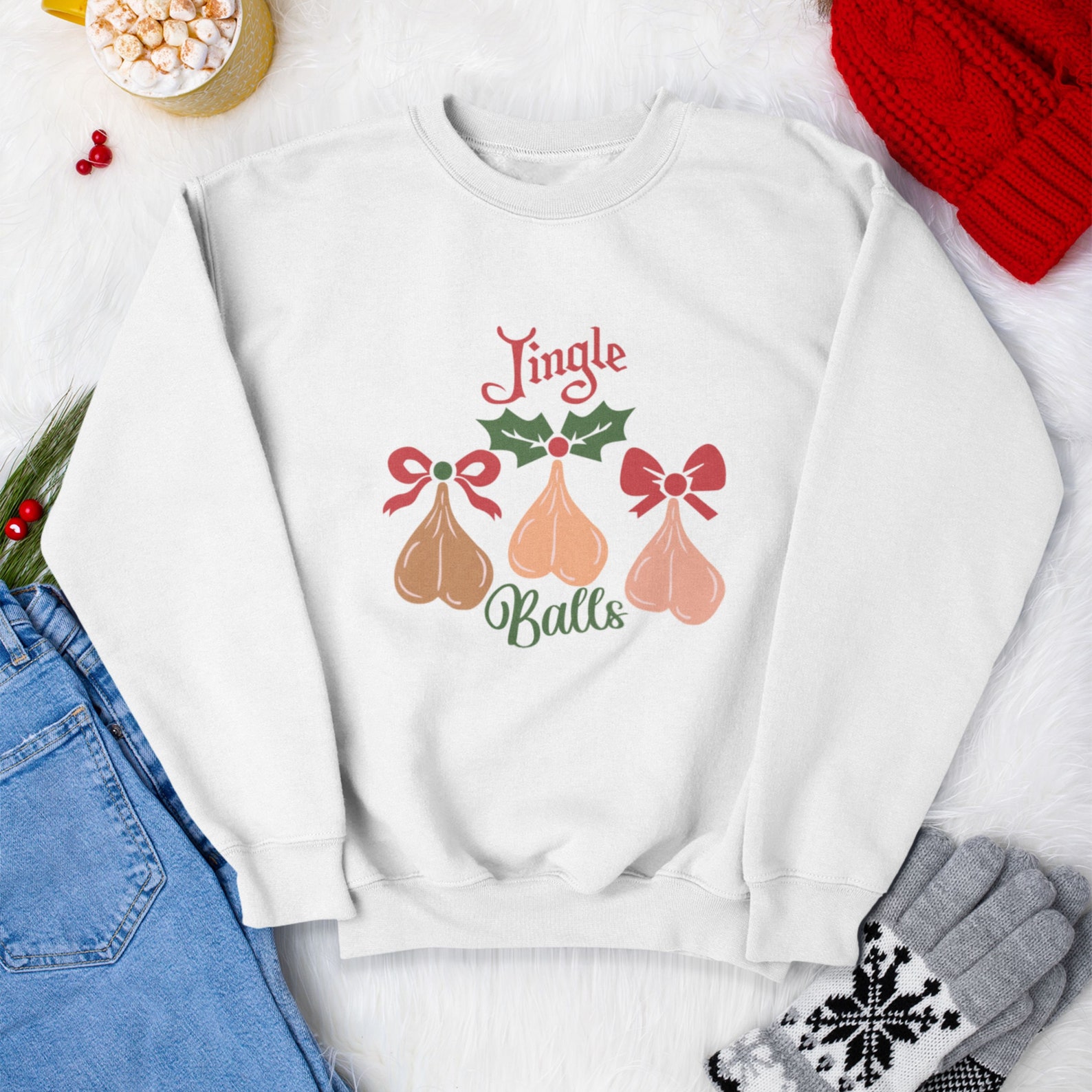 Jingle Balls Sweater, Ugly Christmas Sweatshirt, Inappropriate ...