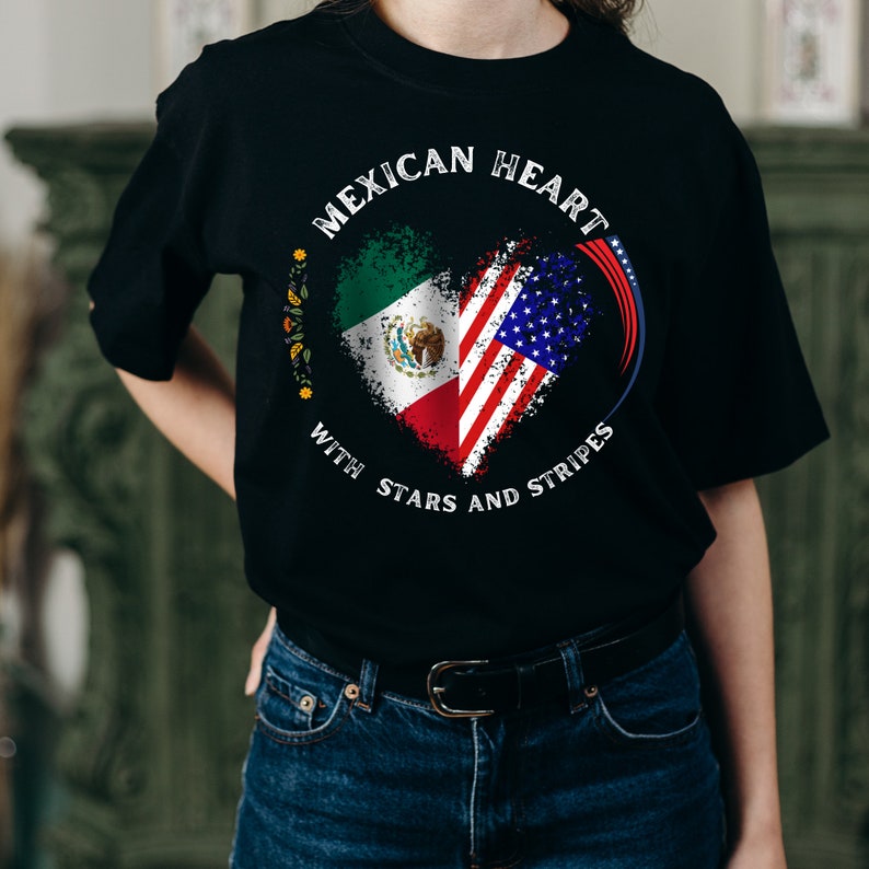 Mexican Heart With Stars and Stripes PNG Hispanic Heritage 4th of July ...