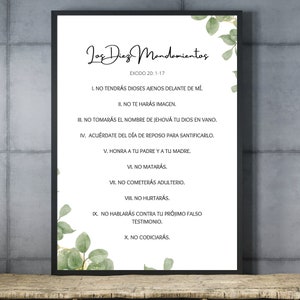 The 10 Commandments Spanish Los Diez Mandamientos Christian Wall Art ...