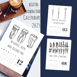 Printable Funny Dental Office Wall Calendar 2025 Dentist Graduation ...
