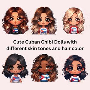Cuban Chibi Dolls PNG Cute Latina Shirt Graphic Hispanic Heritage ...
