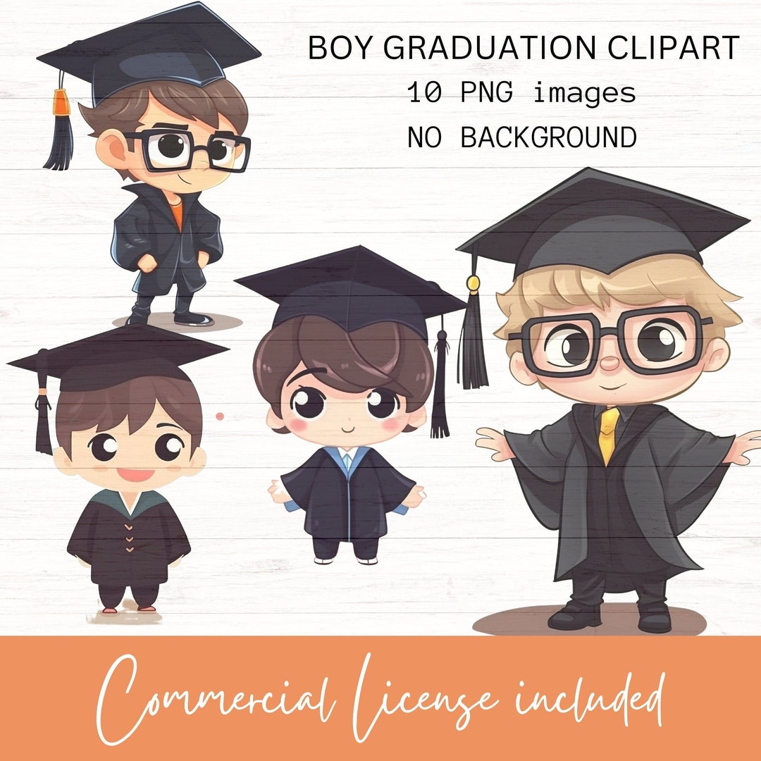 Clipart de formatura de menino, turma de 2024, pacote de graduados ...