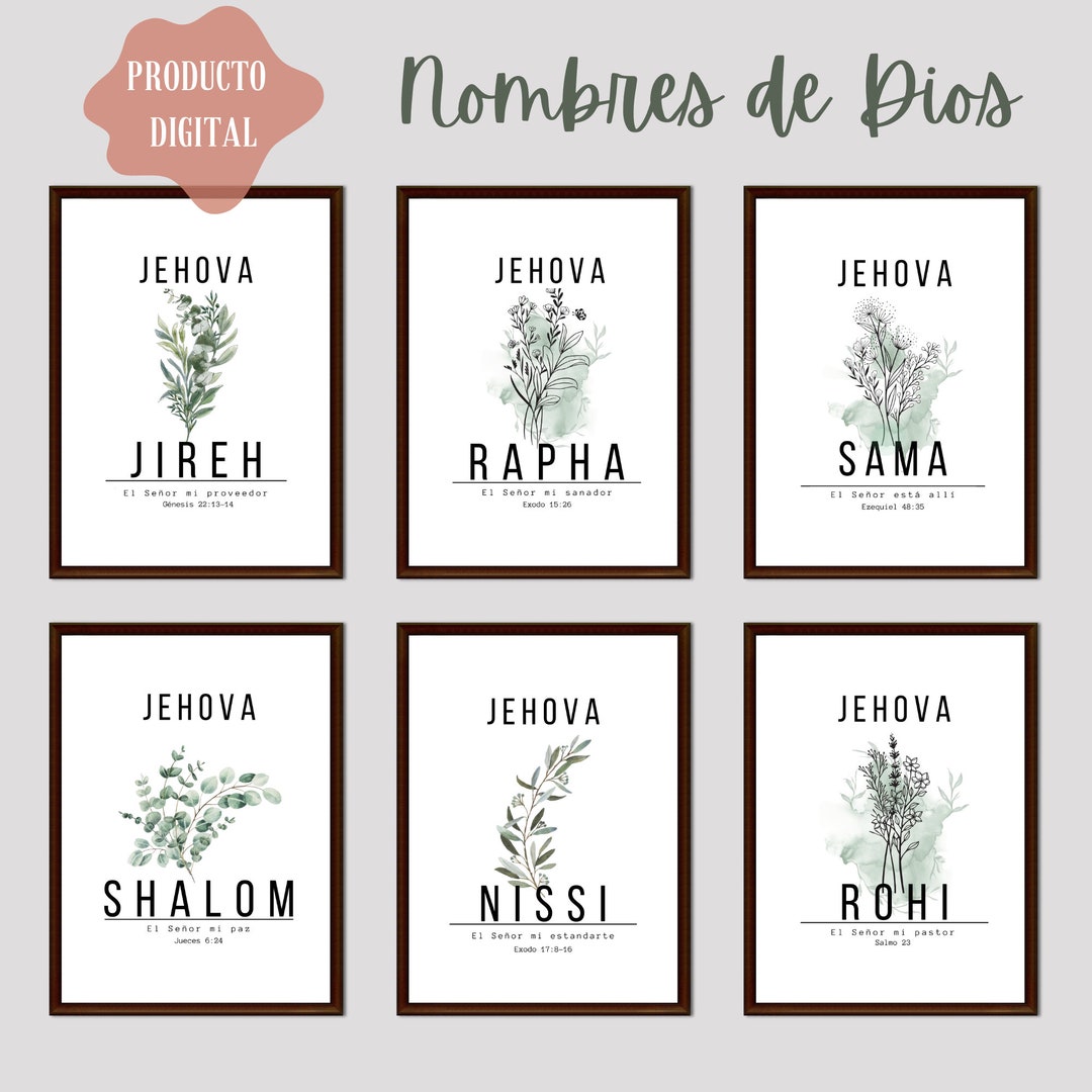 Nombres De Dios, Set De 6 Cuadros Cristianos, Decoracion Cristiana ...