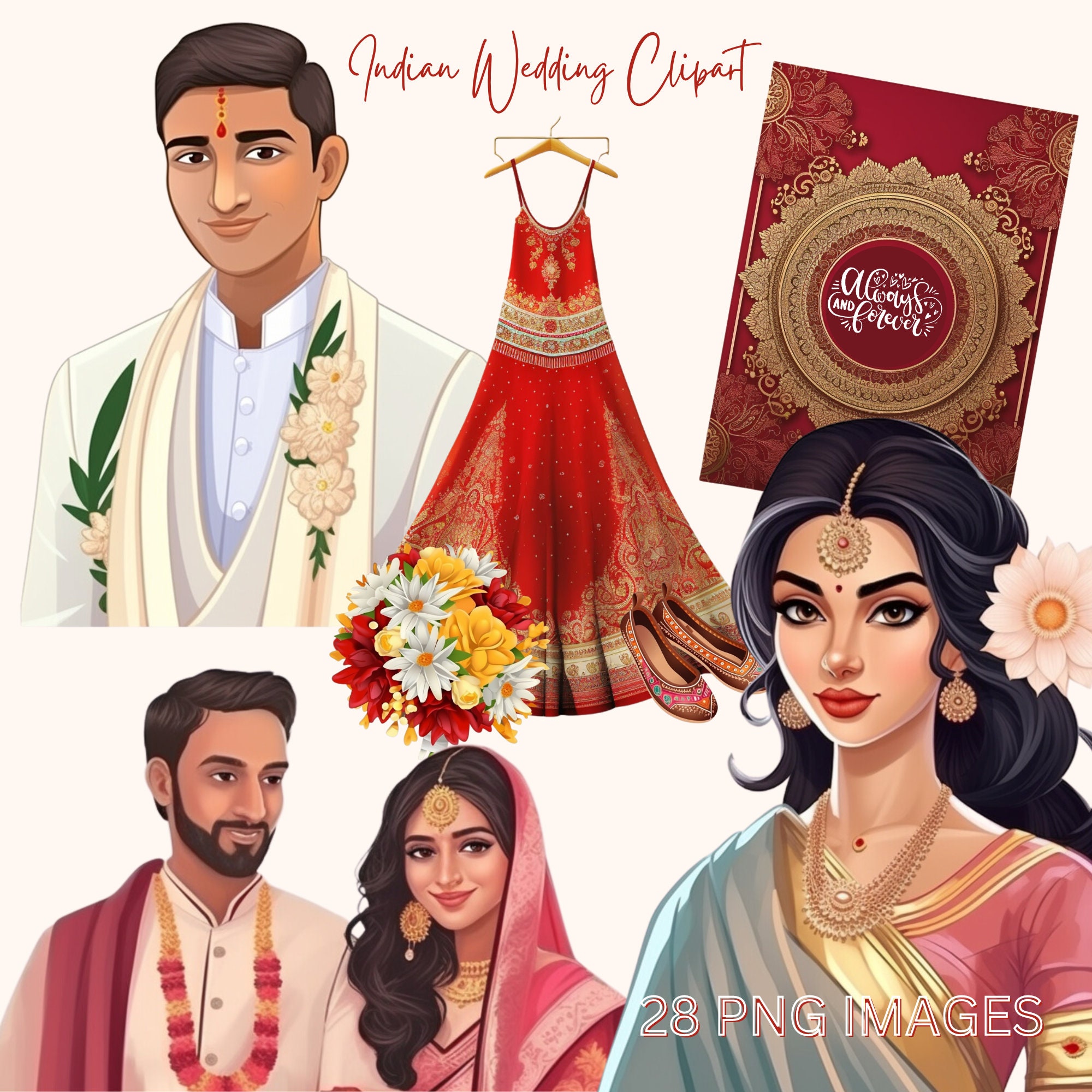 Indian Wedding Clipart PNG Indian Bride Desi Wedding - Etsy Australia