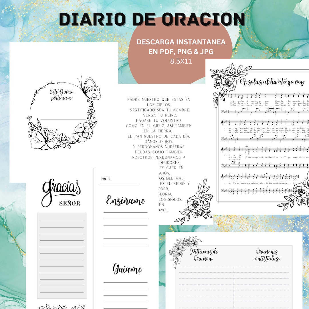 Diario De Oracion Y Gratitud, Printable Prayer Journal,diario De ...