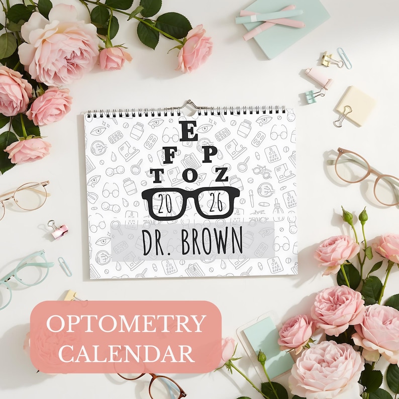 Personalized Optometrist Funny 2026 Wall Calendar Doctor Office Decor Gift Eye Doctor Assistant ...