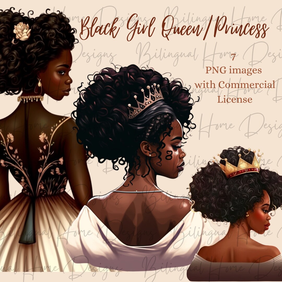 Black Queen Clipart Black Princess PNG African American - Etsy