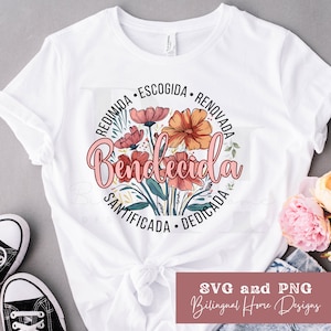 Bendecida Agradecida SVG PNG Spanish Sublimation Design Spring Faith ...