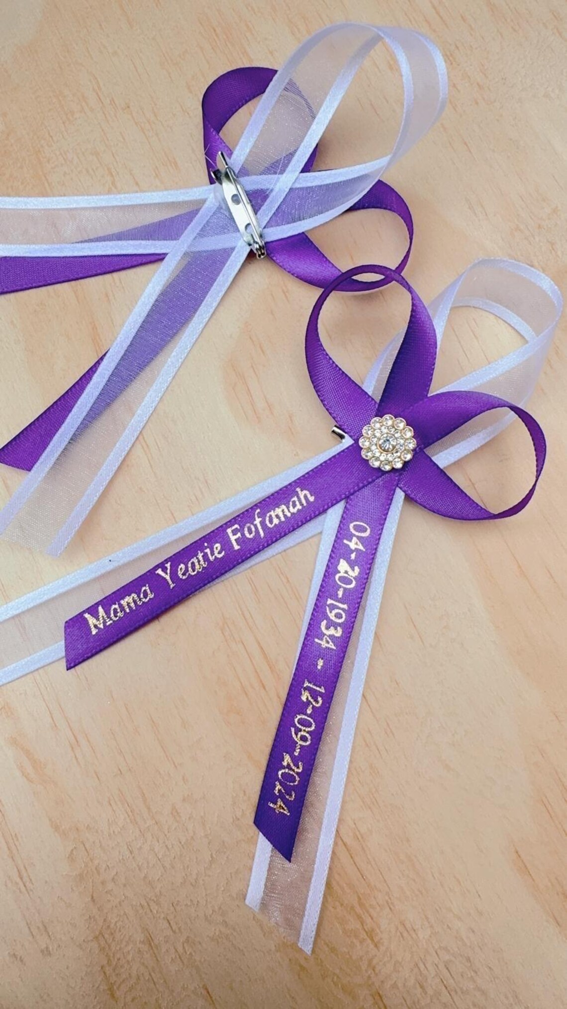 Personalized Satin Funeral Ribbons, Celebration of Life Favors - Etsy