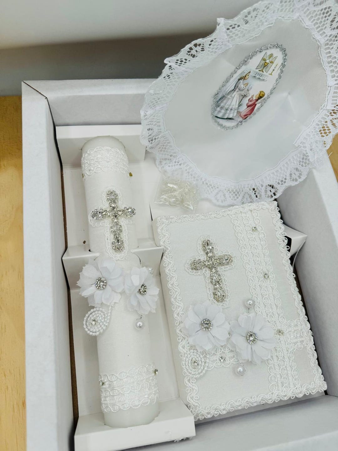 First Communion Candle Set ENGLISH/SPANISH Boys/girls Velas Para ...