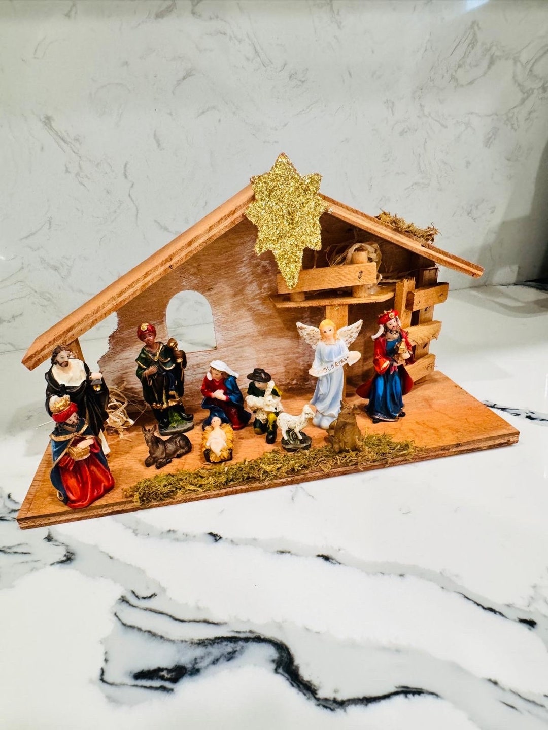 Wood Manger,nativity Scene Set, Christmas Nativity Set Holy Land ...