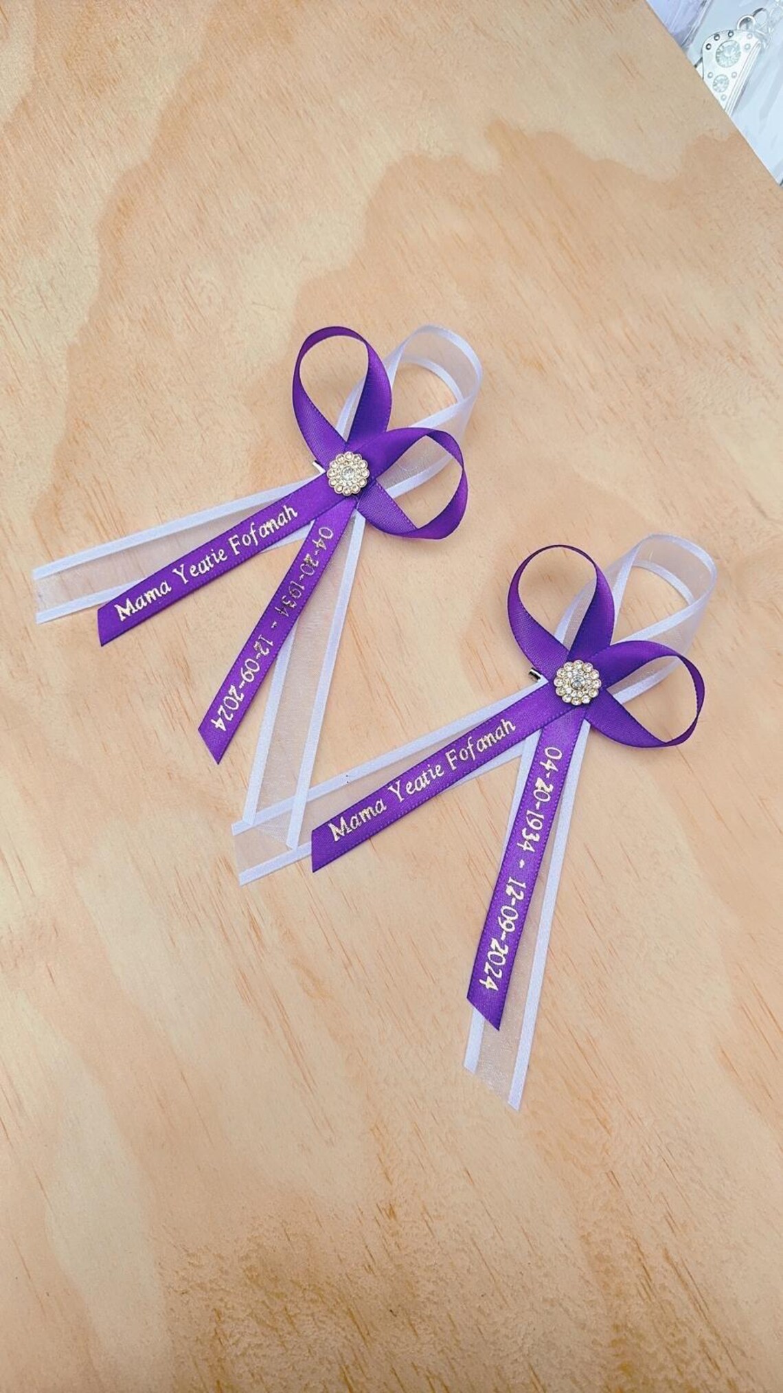 Personalized Satin Funeral Ribbons, Celebration of Life Favors - Etsy