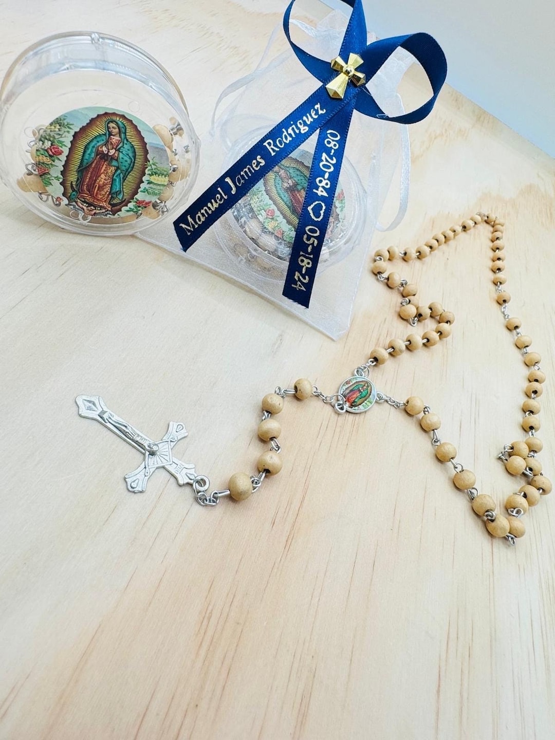 Memorial Gift, Funeral Favors 12pcs, Recuerdos Luctuosos, Wood Rosaries ...