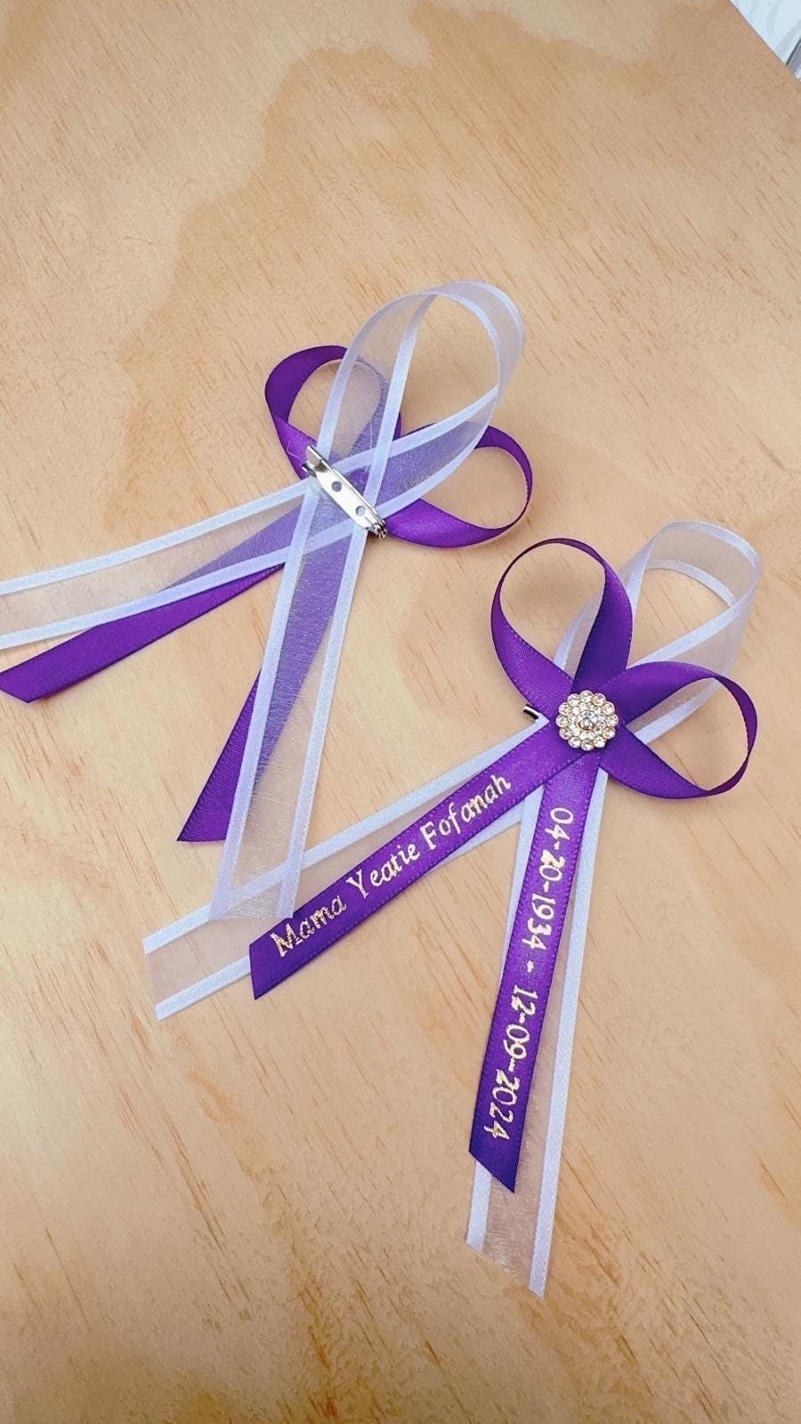 Personalized Satin Funeral Ribbons, Celebration of Life Favors - Etsy