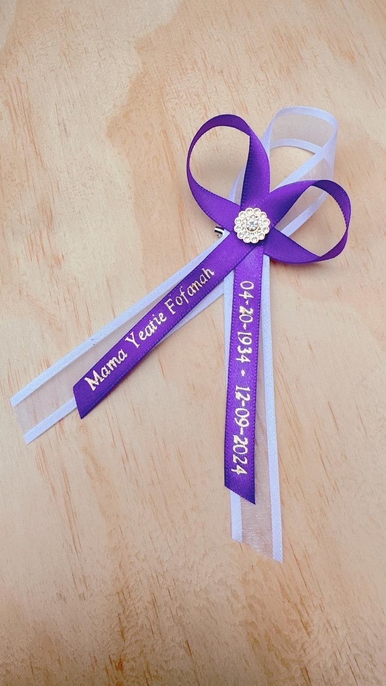 Personalized Satin Funeral Ribbons, Celebration of Life Favors - Etsy