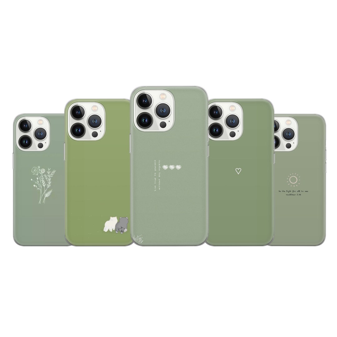 Sage Green Phone Case Cute Minimalist Cover Fit for iPhone 15 Pro Max ...